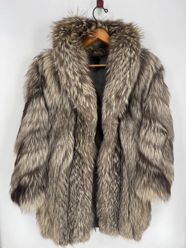 Vintage Genuine Luxury Canadian Silver Fox Fur Pelts Coat Jacket Women ...