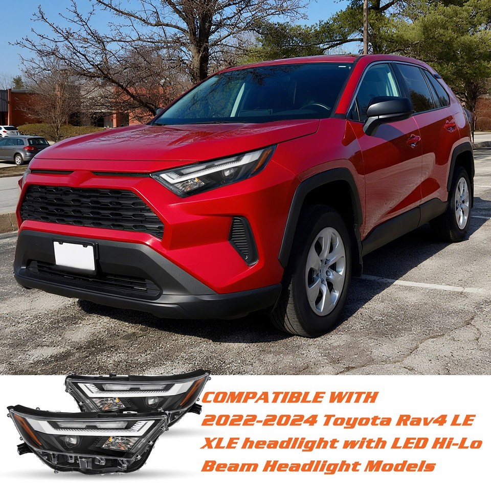 For 2022 2023 2024 Toyota RAV4 LED Headlights Chrome Amber Pair Left ...