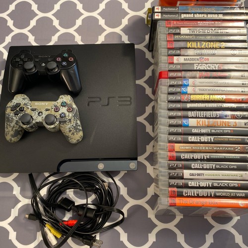 Sony PlayStation 3 PS3 Slim 500GB Console Bundle - 24 Games CECH-2501A ...