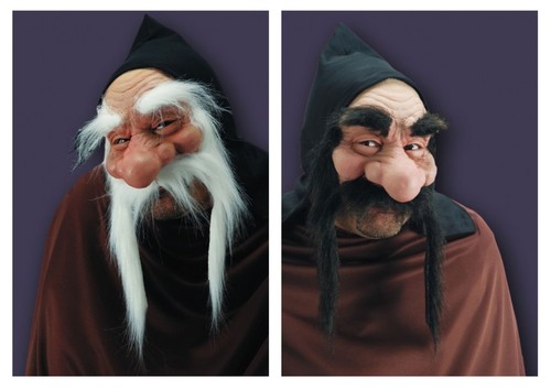 Hooded Gnome Troll Mask Beard Hobbit Old Man Fancy Dress Dwarf Goblin ...