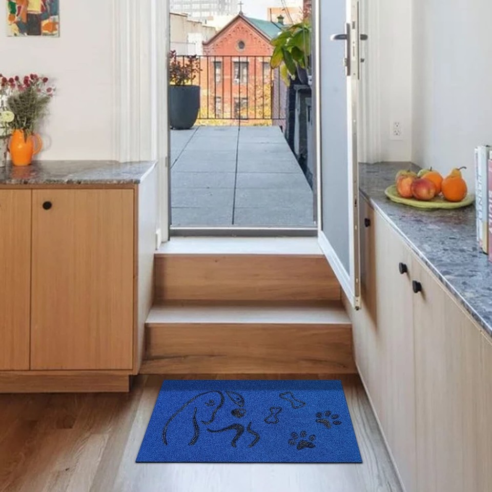 Blue Door Mat Outdoor Paw Welcome Mat Durable Non Slip Funny Ultra ...
