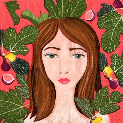 Serviettes en papier femme dame&figues portrait. Paper napkins woman ...