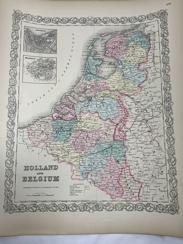 Holland and Belgium, No 10, Antique Atlas Map 1855 Colton World Maps ...