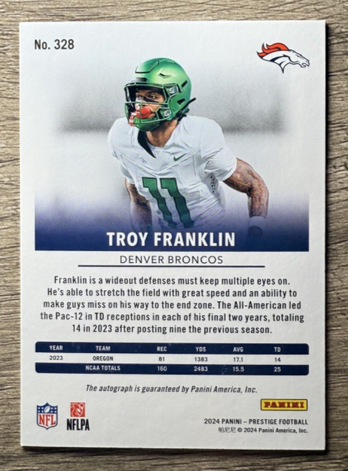 2024 Prestige Troy Franklin Gold Xtra Point Auto /50 #328 | eBay