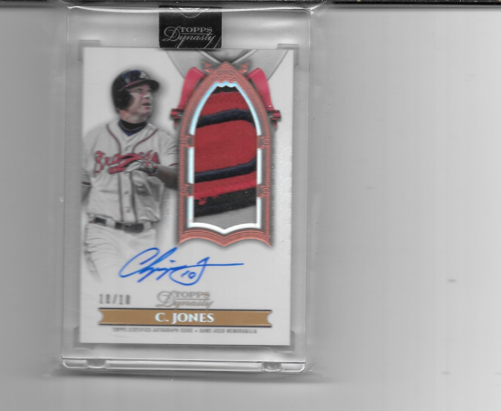 2024 TOPPS DYNASTY CHIPPER JONES AUTO 3 COLOR LOGO PATCH AUTOGRAPH #10/ ...