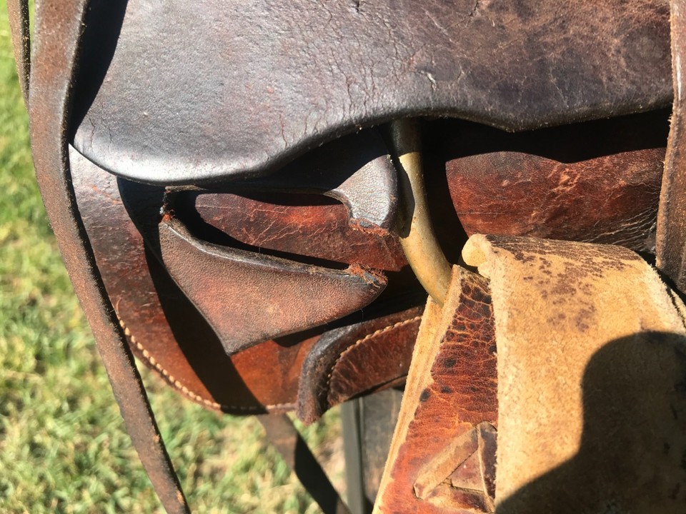 ANTIQUE High Back Slick Fork 16" STELZIG Brand Cowboy Ranch Western ...