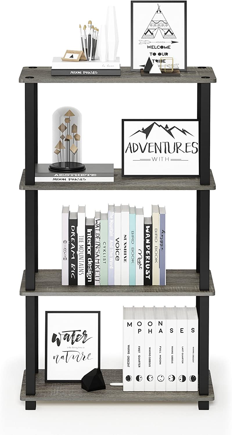 4-Tier Multipurpose Shelf Display Rack Square Tube French Oak Grey ...