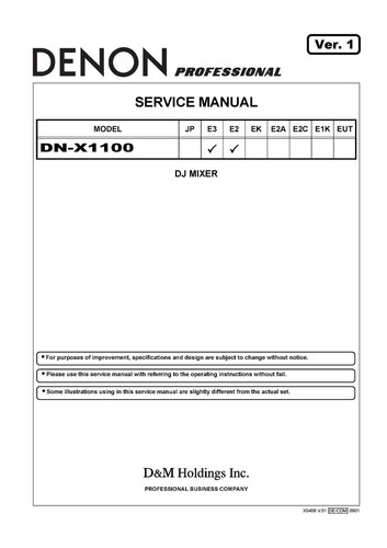 Servizio Manuale di Istruzioni per Denon DN-X1100 | eBay