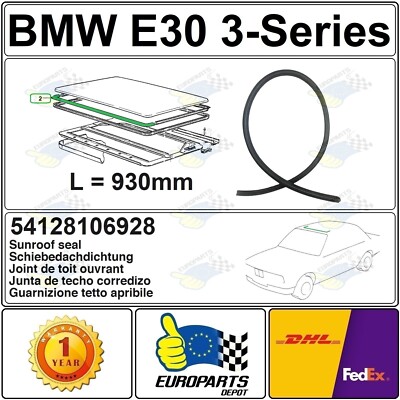 BMW E30 3-Series Front Sunroof Sliding Roof Rubber Seal 54128106928 36. ...