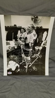 Bobby Hull Autographed 11x14 B/W Photo Locker room 2x Insc Golden Jet ...