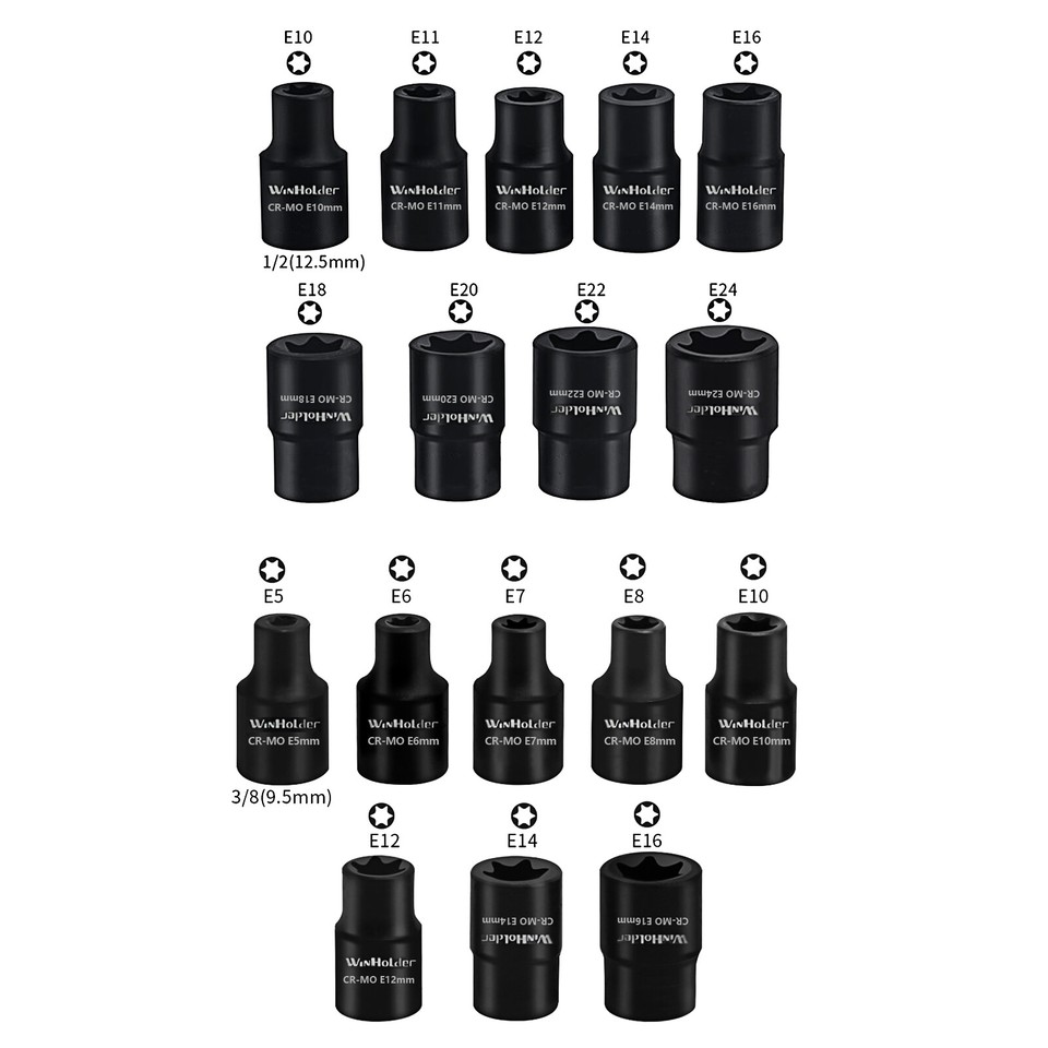 32Pcs Professional Sockets Kit Impact E-Torx Socket Set & Torx Bit ...