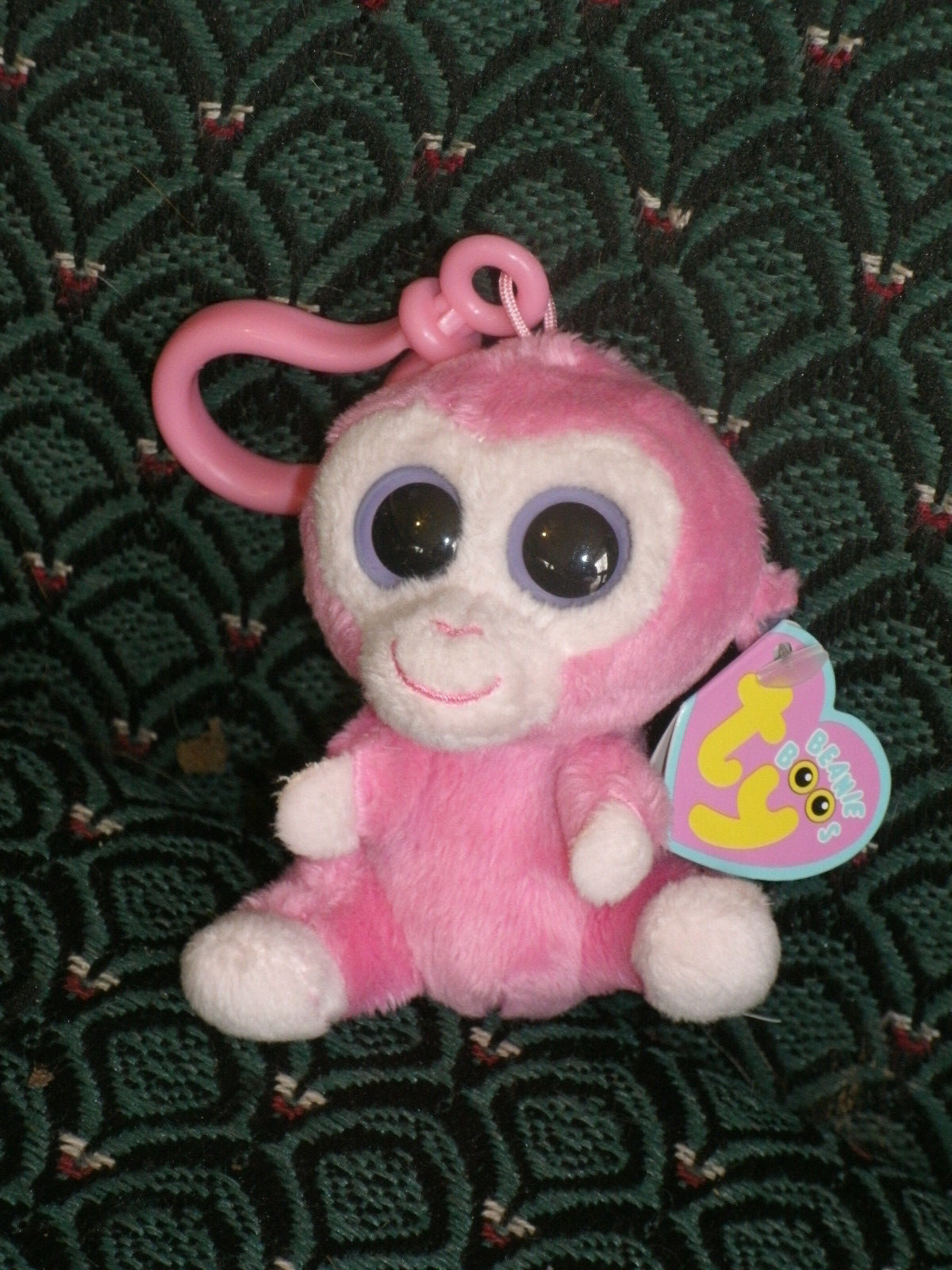 Ty Beanie Boo 3" clip RAZBERRY (PINK MONKEY) Mint/Mint tag * RARE ...
