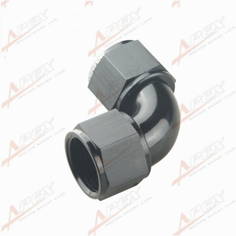 Aluminum Black 90 Degree -12AN Female to AN12 Female Full Flow Fitting ...