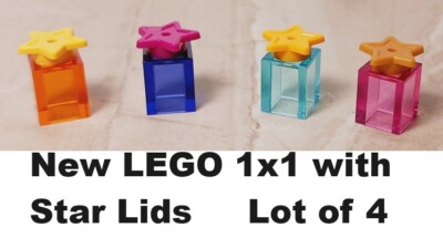 New LEGO Bottle Set Display Star Lids Super Star Perfume Lot of 4 Clear ...
