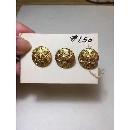 Vintage Buttons 3 Round Gold Star Military Looking Metal | eBay