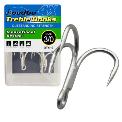 10Pcs/Box Treble Hooks Sharp Barbed Triple Fishing Hook ForHard Bait ...