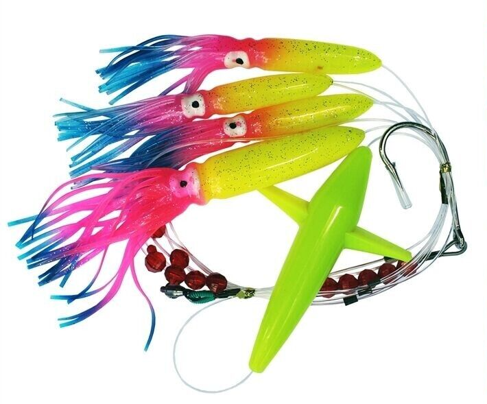 TACKLEWORKS Daisy Chain Tuna Mahi Bird + Shell Squids Trolling Lure ...