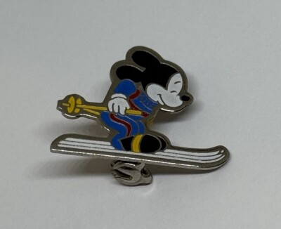Walt Disney Productions Mickey Mouse Skiing Ski With Poles Lapel Pin ...