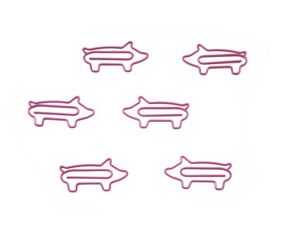 100 Count Bag Shaped Paper Clips Pink Pig Clips by Butler in the Home ...