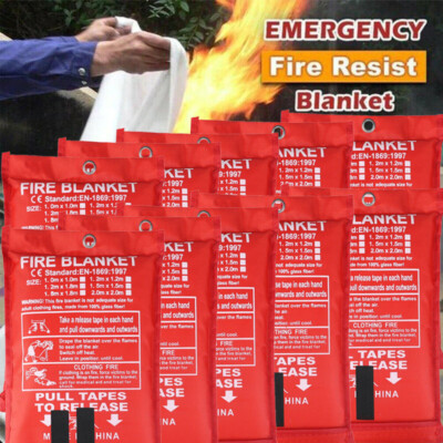 2-10PCS FIRE BLANKET Fiberglass Hero Emergency Home Retardant Prepared ...