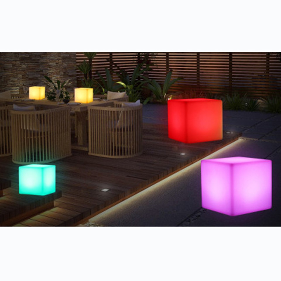 30/43.5cm LED Cube Chair Light Rechargeable LED Cube Seat 16 RGB Colors ...