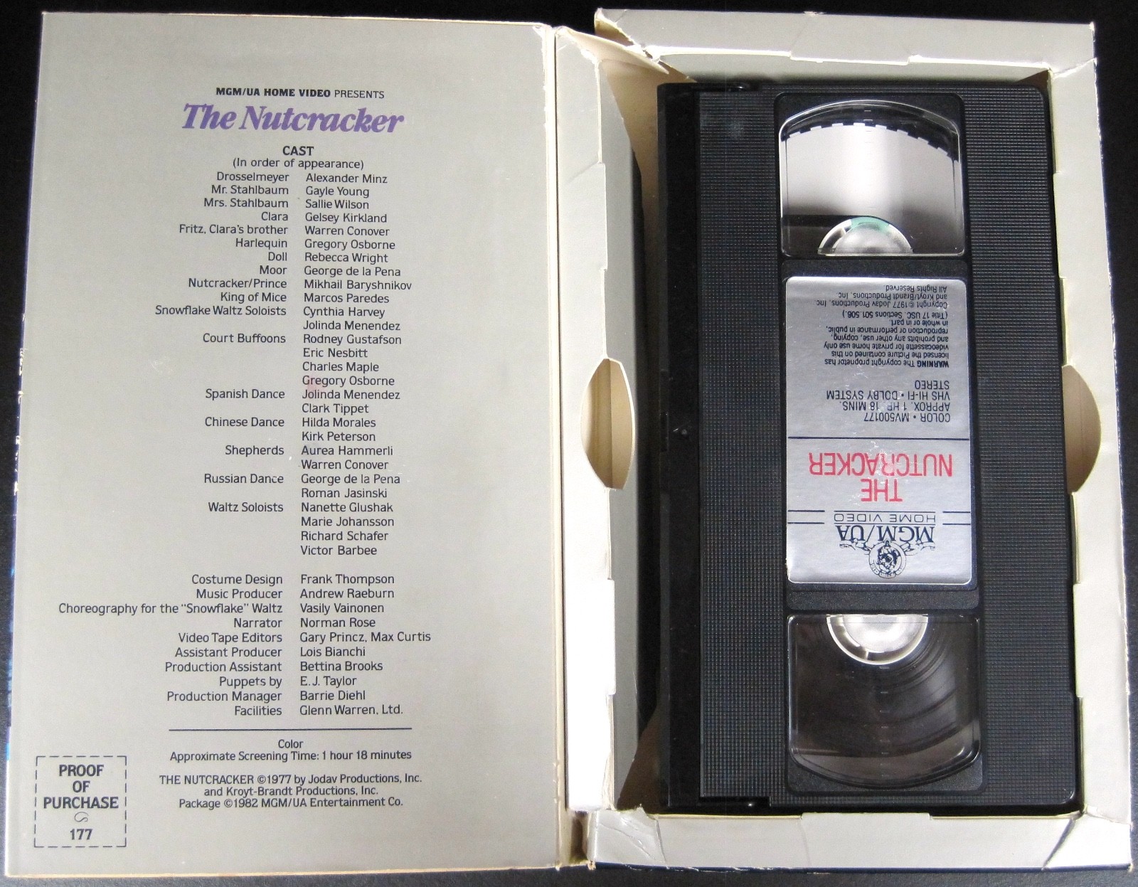 The Nutcracker 1977 (Big Box, VHS, 1982) MGM (USED - GOOD) Mikhail ...
