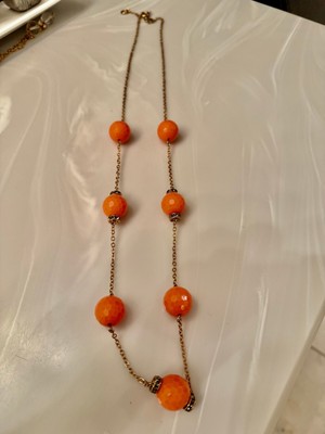 J. Crew Necklace - - Coral Colored Baubles & Rhinestones | eBay