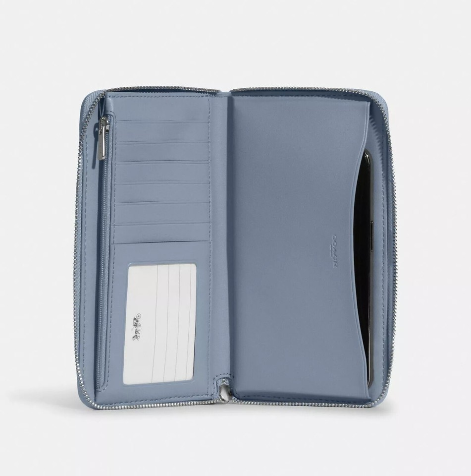 Nwt Coach Dempsey Large Phone Wallet In Signature Jacquard With Stripe ...