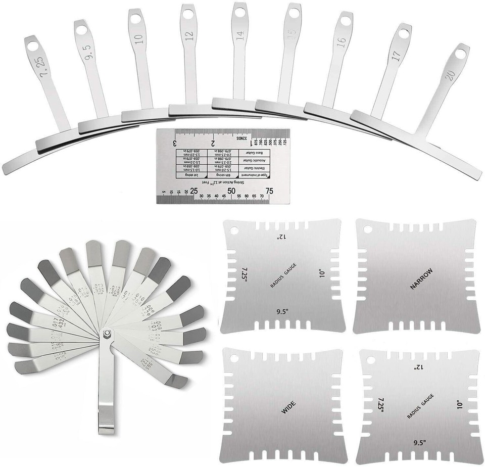 Guitar Luthier Tool Radius Gauge String Action Ruler Feeler Notched ...