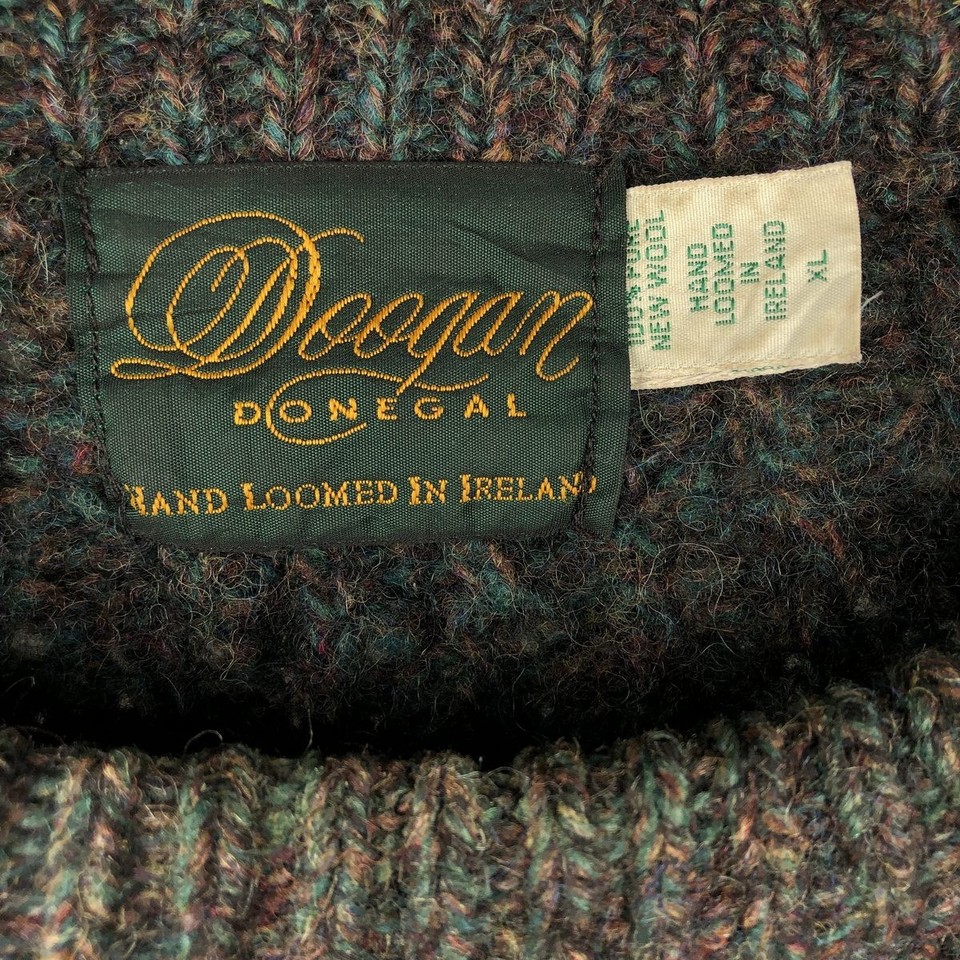 Vintage Doogan DONEGAL Fisherman Aran Knit Sweater Made in Ireland Men ...