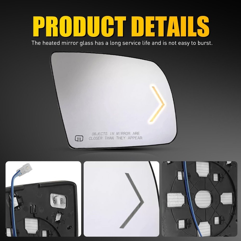 Right Side Heated Mirror Glass for Toyota Sequoia Tundra 2007-2020 ...