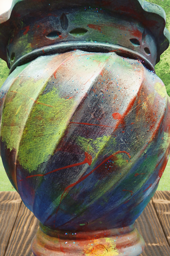 Large Outdoor Flower Pot | Hand painted | 90's neon style | eBay