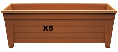 5X Trough Plant Pot Plastic Extra Large Long Garden Raised Planter 55cm ...