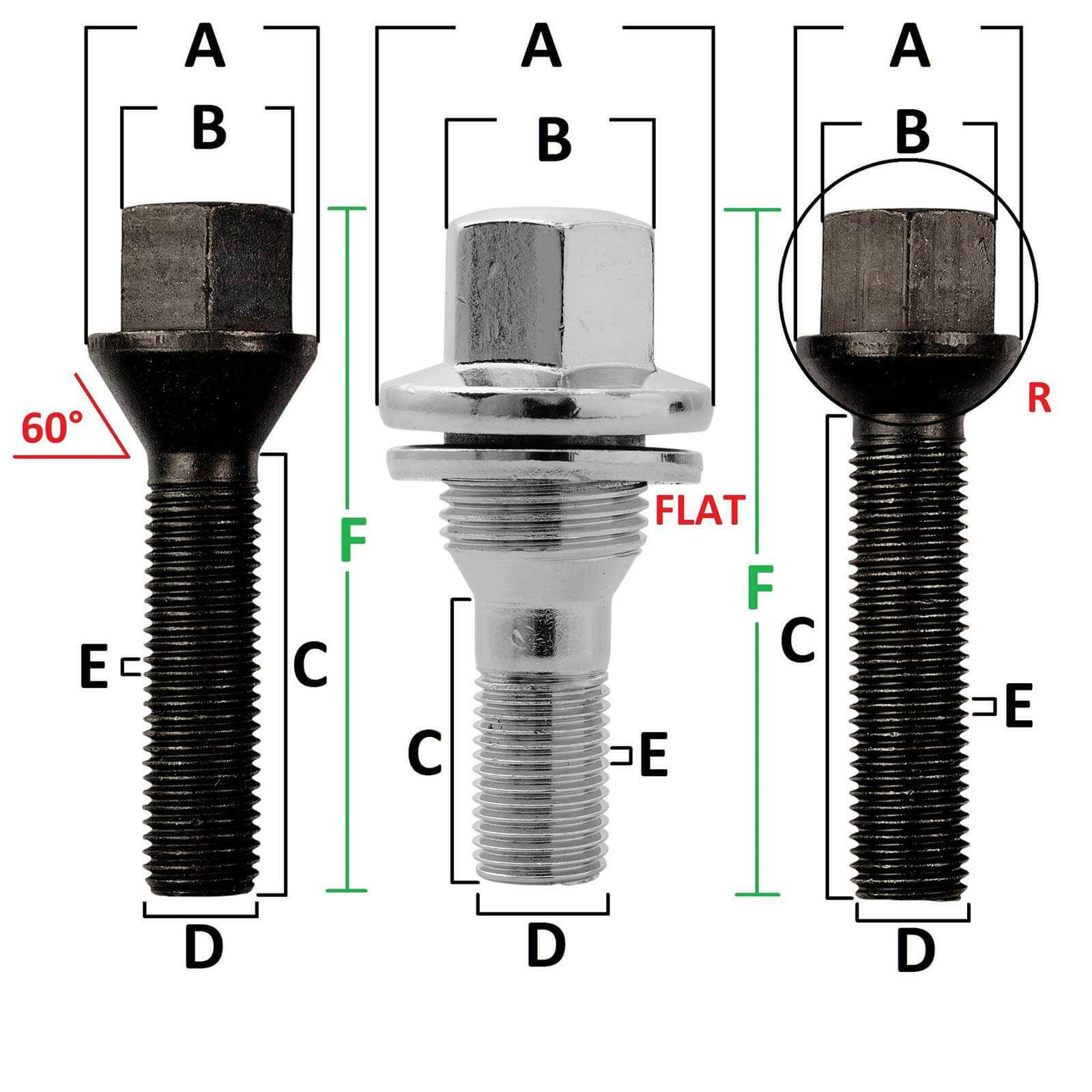 8 SCHWARZ Radschrauben Radbolzen Schrauben M12x1.5x25 Kugel Kugelbund ...