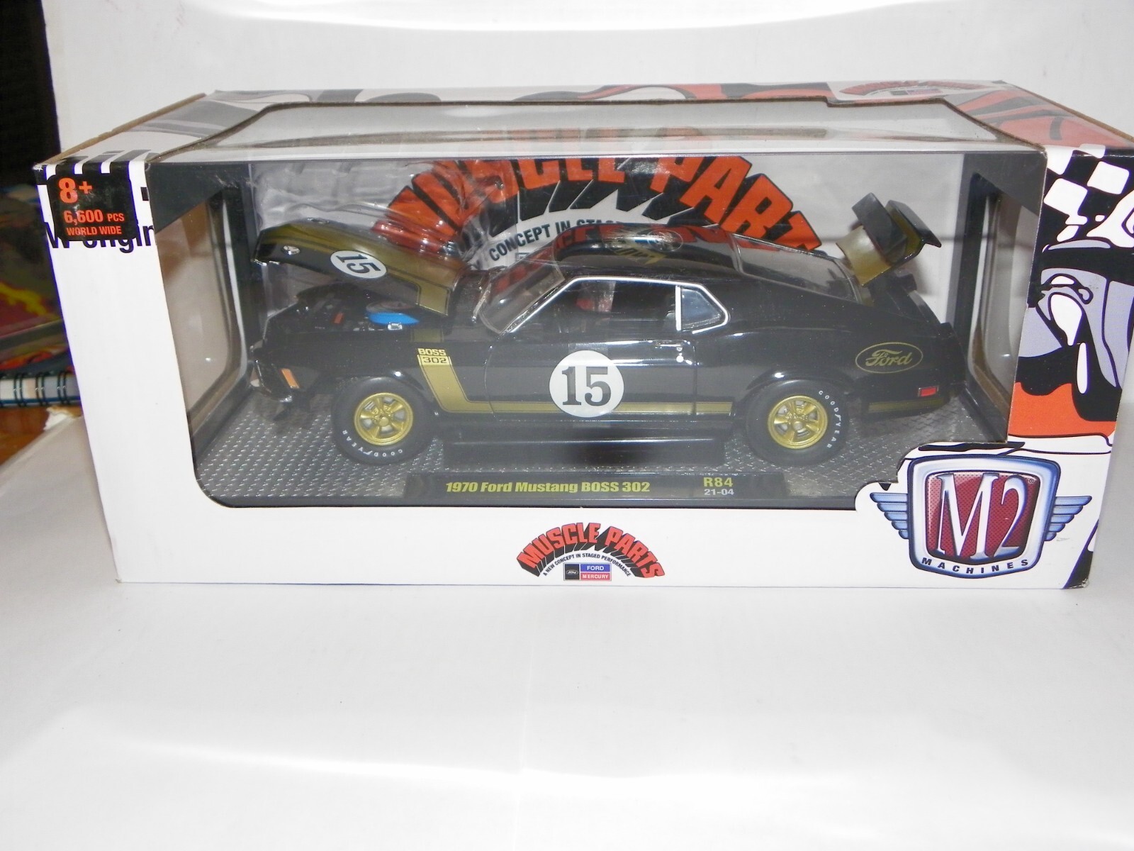 M2 Machines 1/24 1970 Ford Mustang Boss 302 black/gold R84 21-04 | eBay