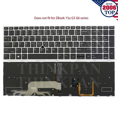 New US Backlit Keyboard w/ Pointer for HP ZBook 15 G5 G6 17 G5 G6 ...