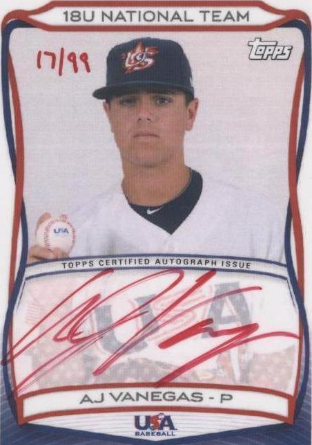 2010 Topps USA Baseball Team - Autographs A.J. Vanegas #A-1 Red Ink /99 ...