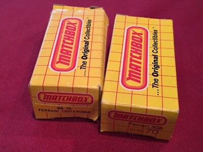 TWO Matchbox Ferrari EMPTY ORIGINAL BOXES. MB 75 Testarossa & 70 ...