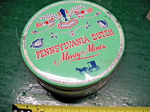 PENNSYLVANIA DUTCH MINTY MINTS CANDY 6'' 14 oz ROUND TIN | eBay