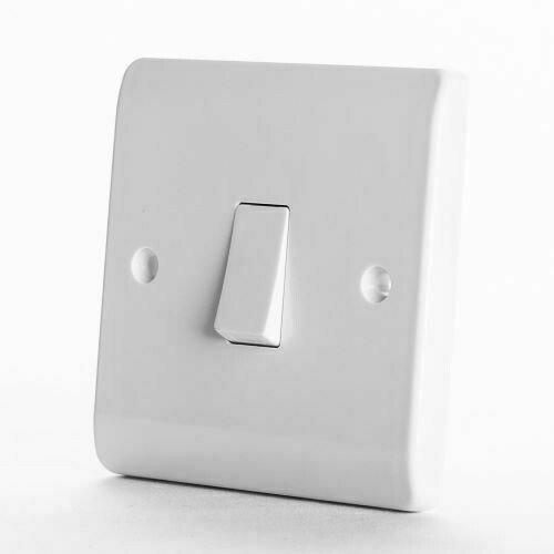 Light Switch Single Gang 1 Way 1 Gang 10Amp White Plastic Wall Switch ...