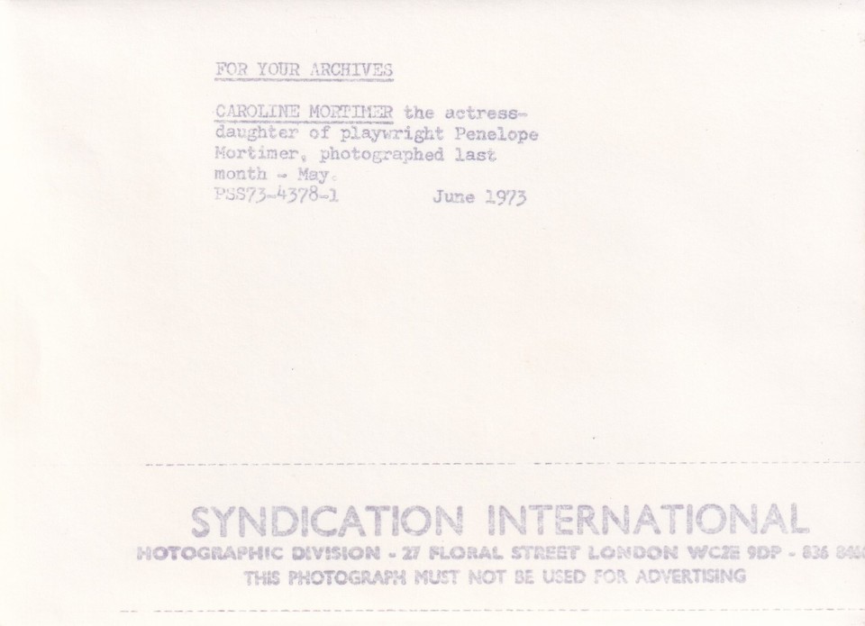 Original Press Photo Actress Caroline Mortimer June 1973 | eBay UK