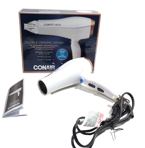 Conair 565DCR Double Ceramic Hair Dryer, White Rose Gold, 1875 Watt ...
