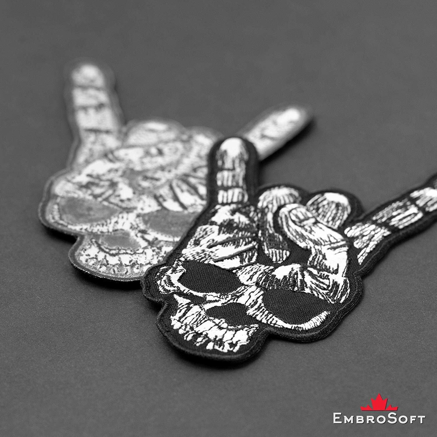 Horns Up Heavy Metal Sign with Skull Rock Music Embroidered Patch Iron ...