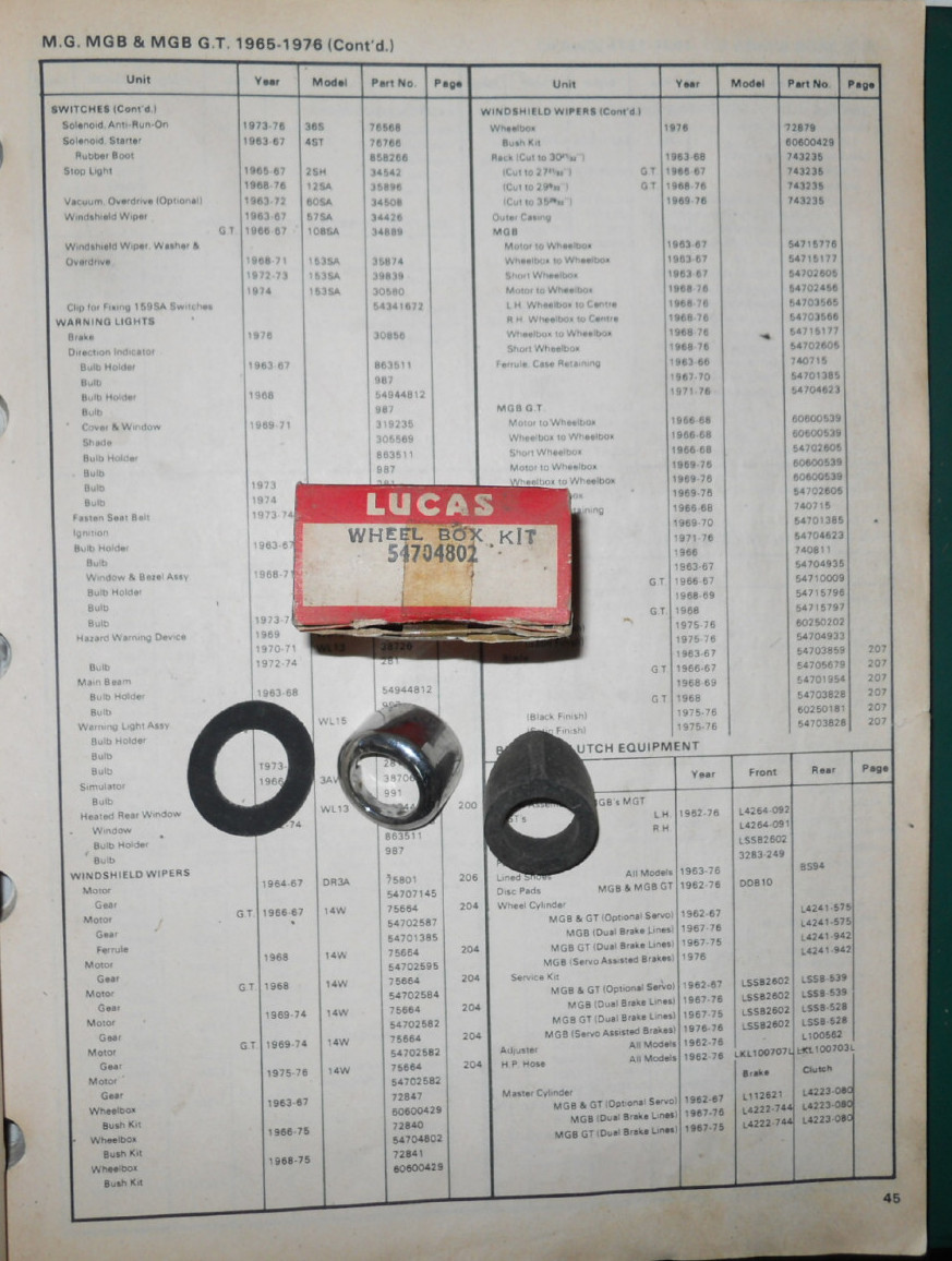 NOS Lucas Wiper Wheel Box Kit 54704802 for Lucas wheel box 72840 --> | eBay