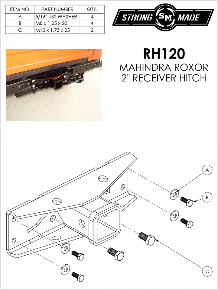 2" REAR RECEIVER HITCH MAHINDRA ROXOR DIESEL 4X4 2018-2025 | eBay