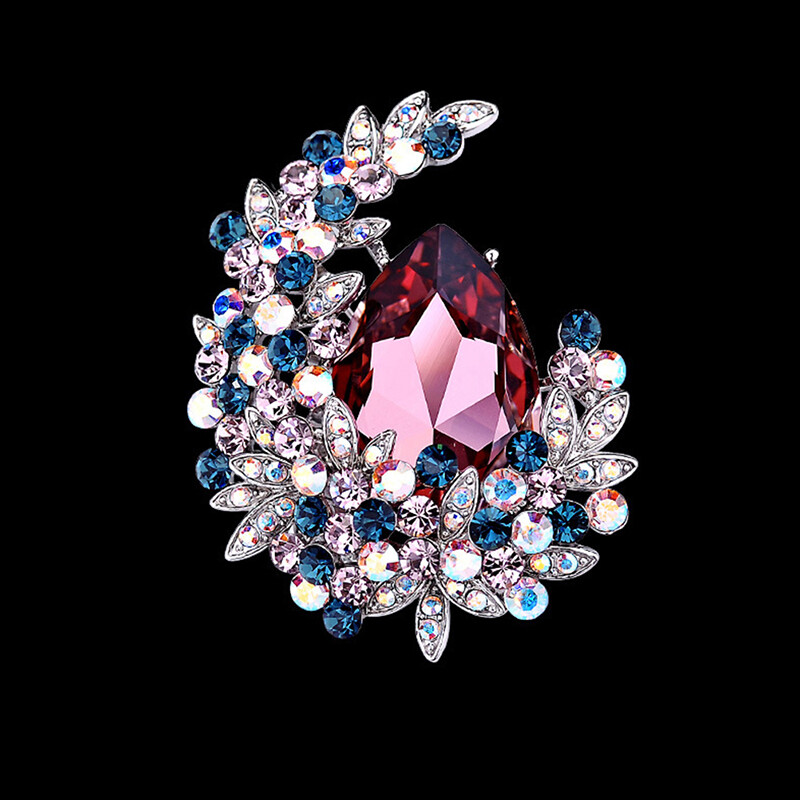 Water Drop Rainbow Crystal Moon Brooche Fashion Luxury Elegant Alloy ...