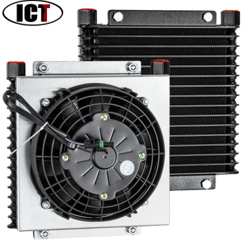 Transmission Oil Cooler + Shroud Fan For Stacked Plate Hot Rod Engine ...