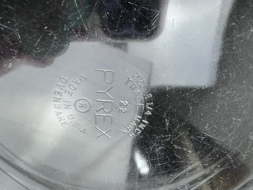 Pyrex 221 8-1/4 Inch Pie Plate Baking Dish Clear Glass Tab Handles Made ...