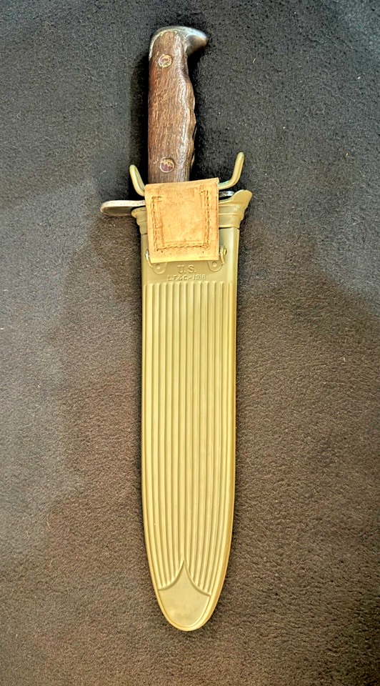 WWI US BOLO KNIFE 1917 MARKED PLUMB W/ LF&C METAL SCABBARD WITH BELT ...