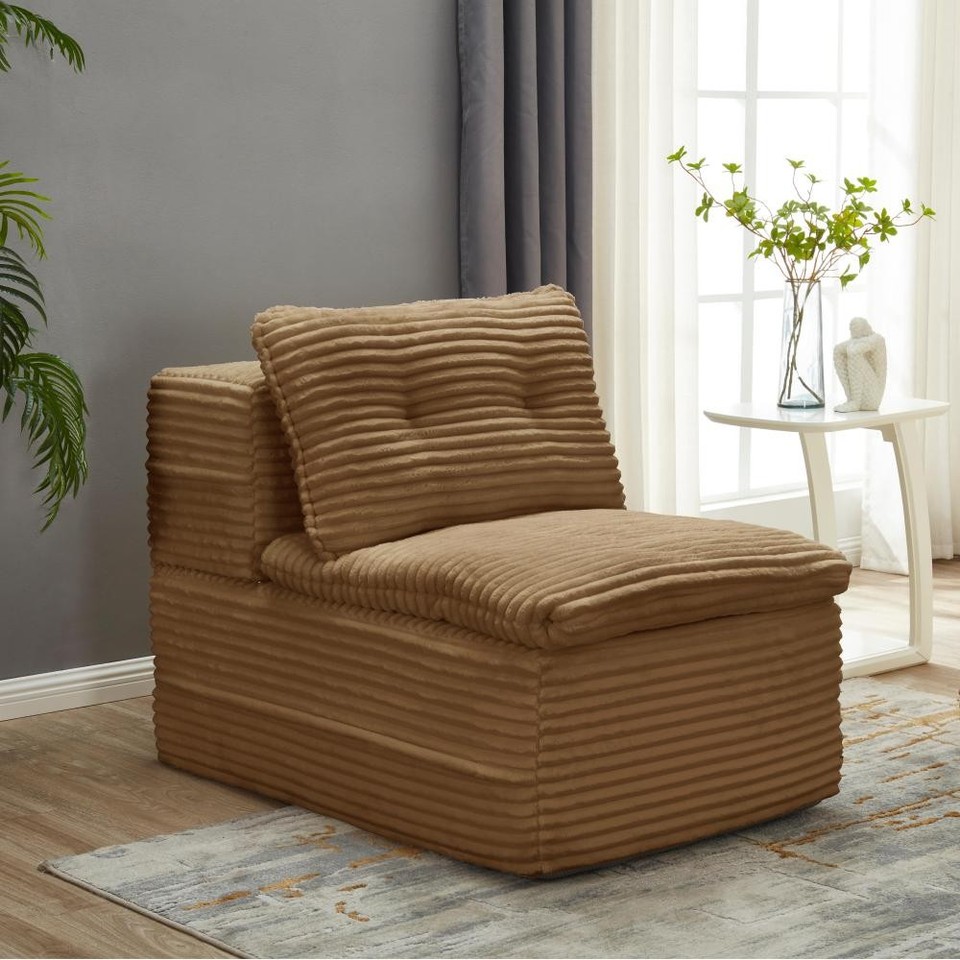 Sectional Sofa Bed with Chaise Lounge, 80" King Size, Camel Convertible ...